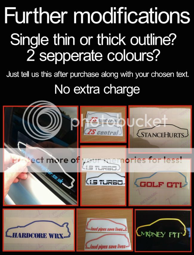 2x Mazda 323F / 323 Familia Astina surround stickers Add your Text & Font